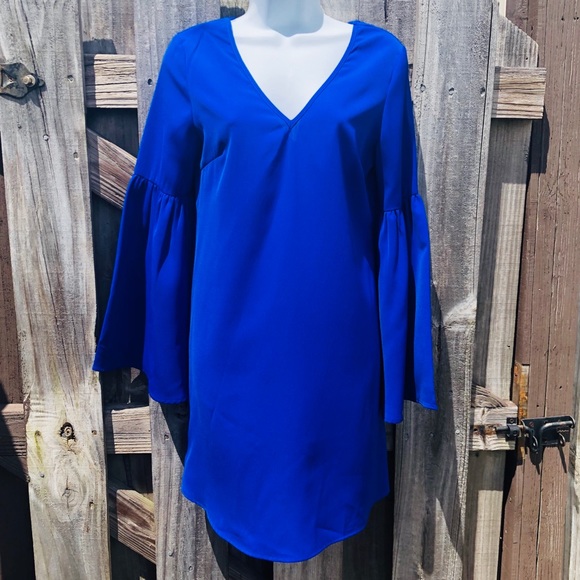TCEC | Dresses | Tcec Bell Sleeve Dress Small Royal Blue V Neck | Poshmark
